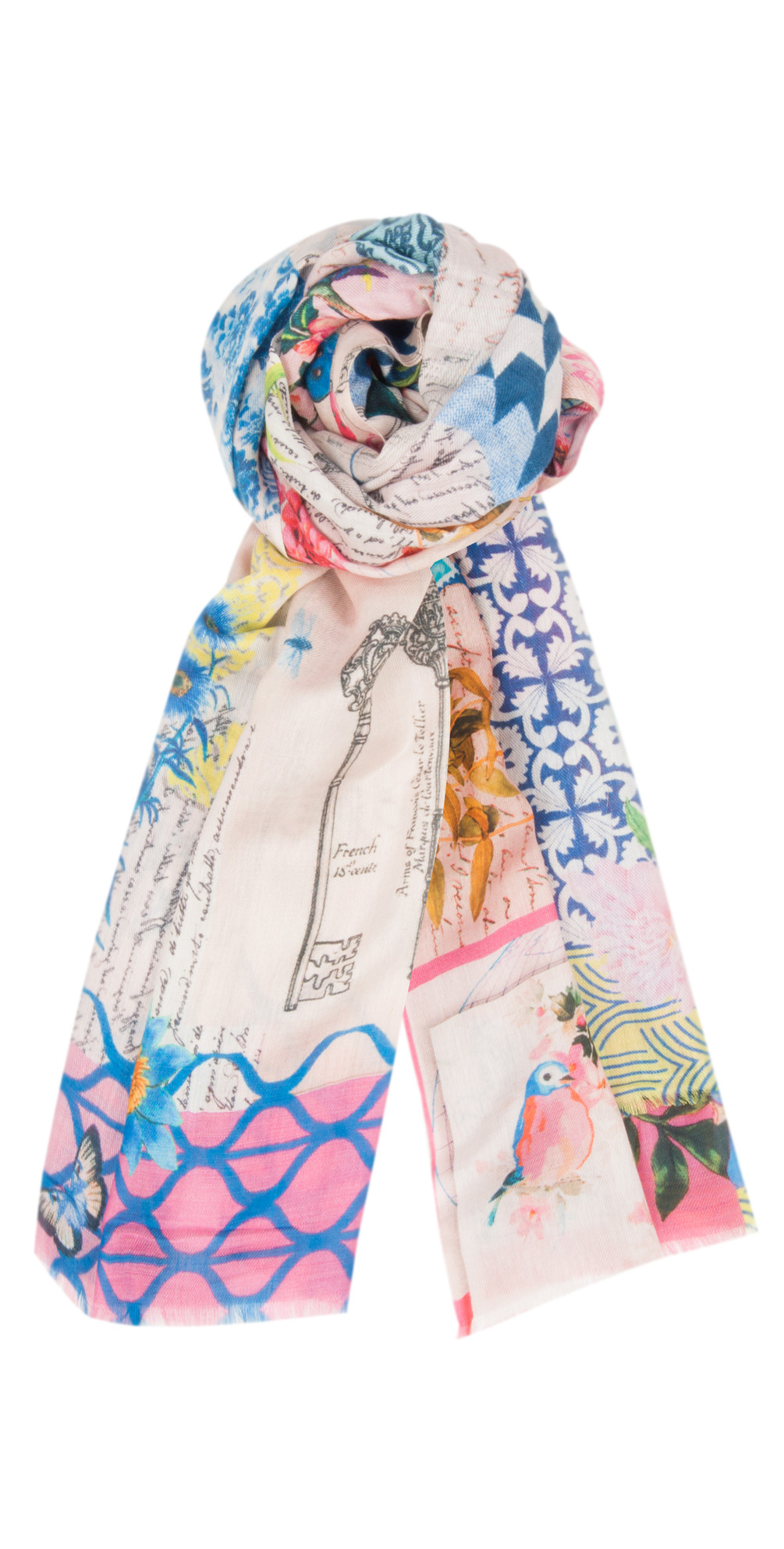 Vilagallo Vintage Printed Fufou Scarf in Vintage