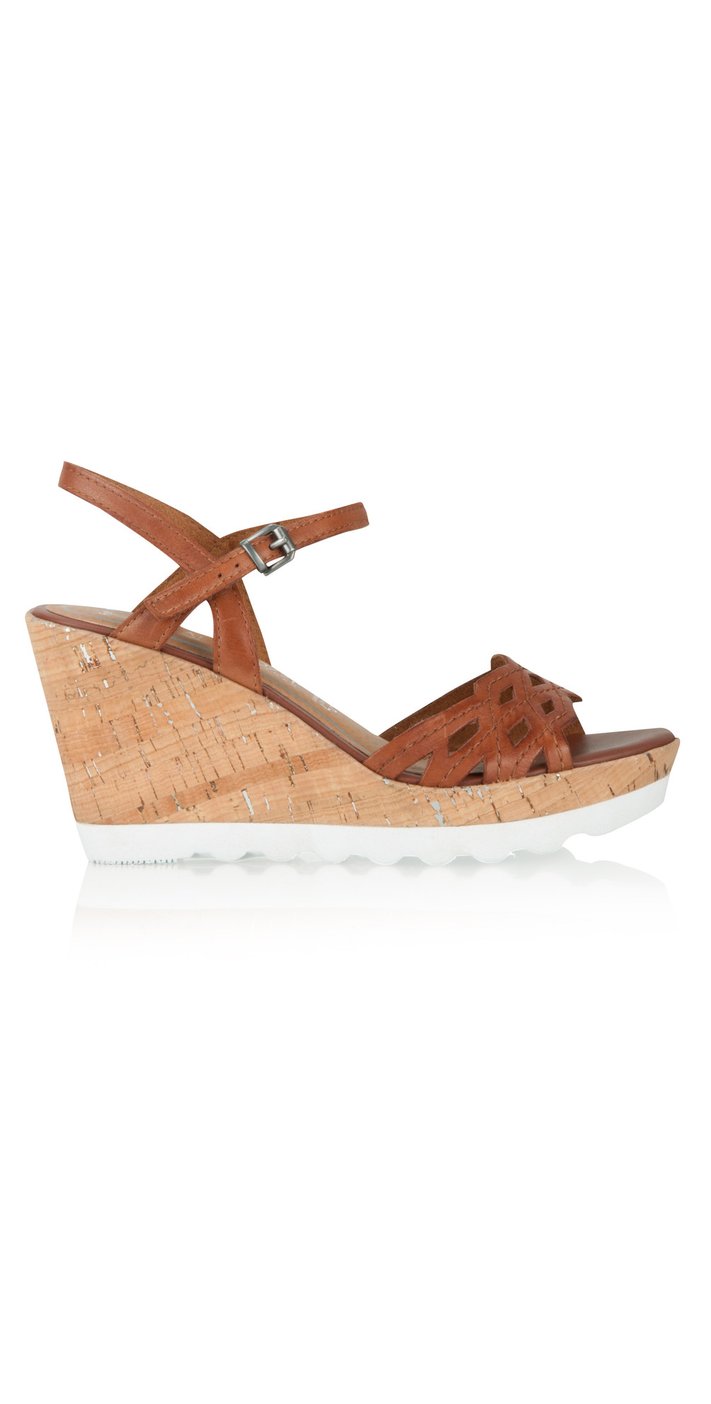 Marco Tozzi Leather Wedge sandal in Muscat