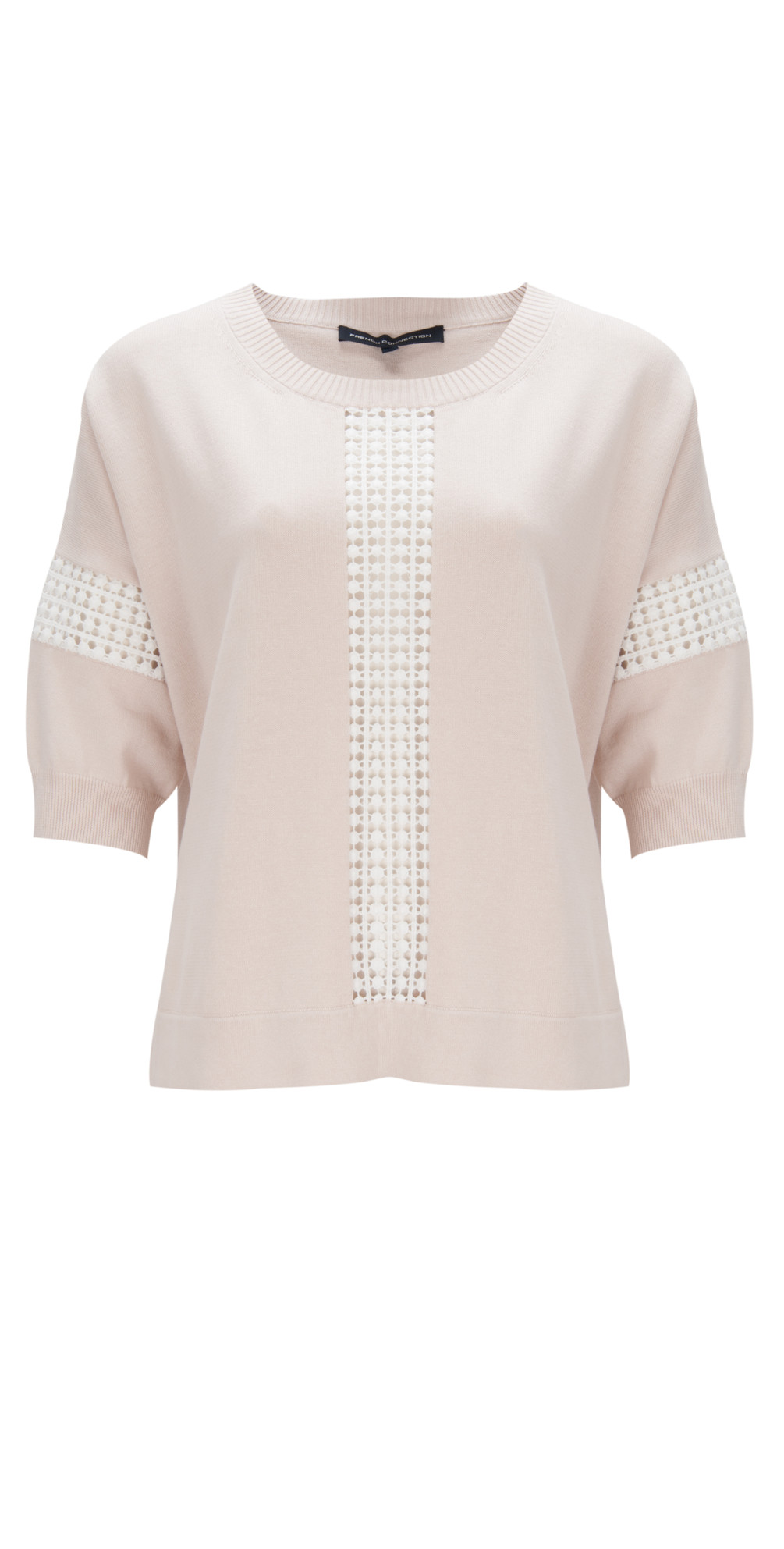 French Connection Summer Ivy Lace Knits Jumper in Barley Sugar