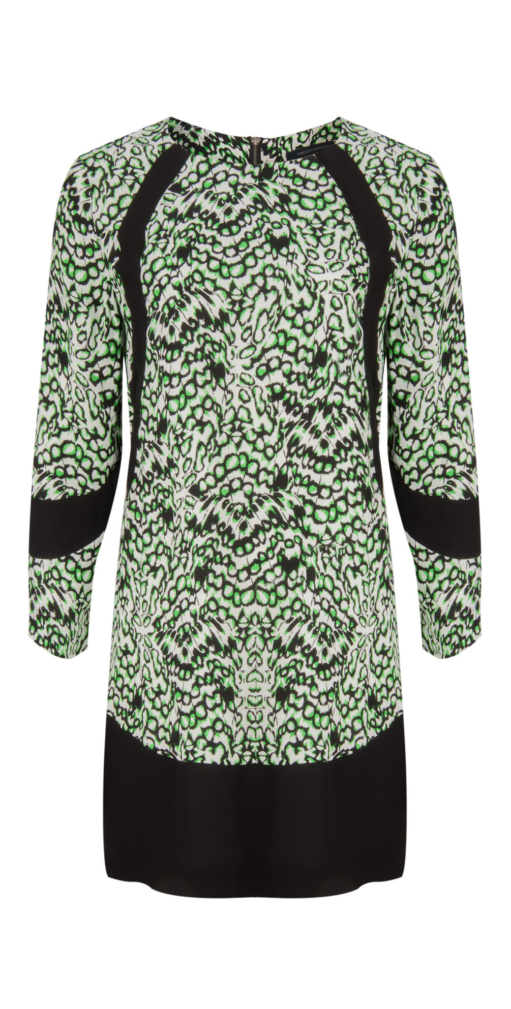 French Connection Leopard Moth Tunic Dress in Astro Black