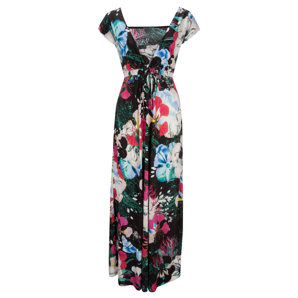 French Connection Floral Reef Jersey Maxi Dress in Black