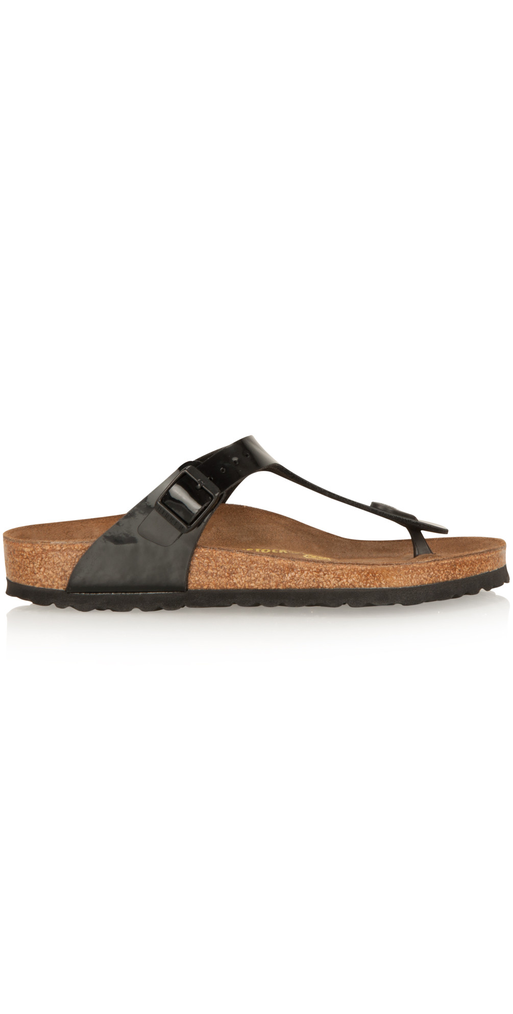 Birkenstock Toe Post Patent Sandal in Black Patent