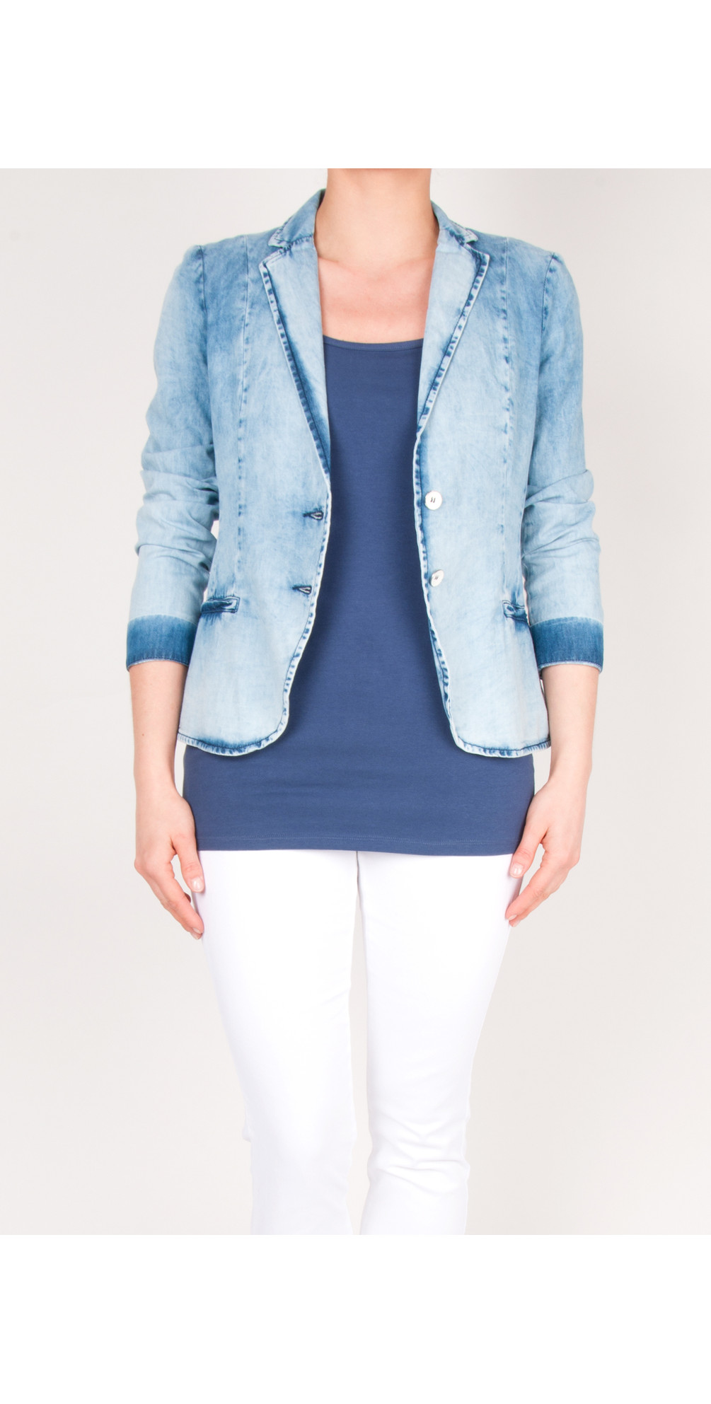 Sandwich Clothing Cloud Burst Denim Blazer in LtWashed Cobalt