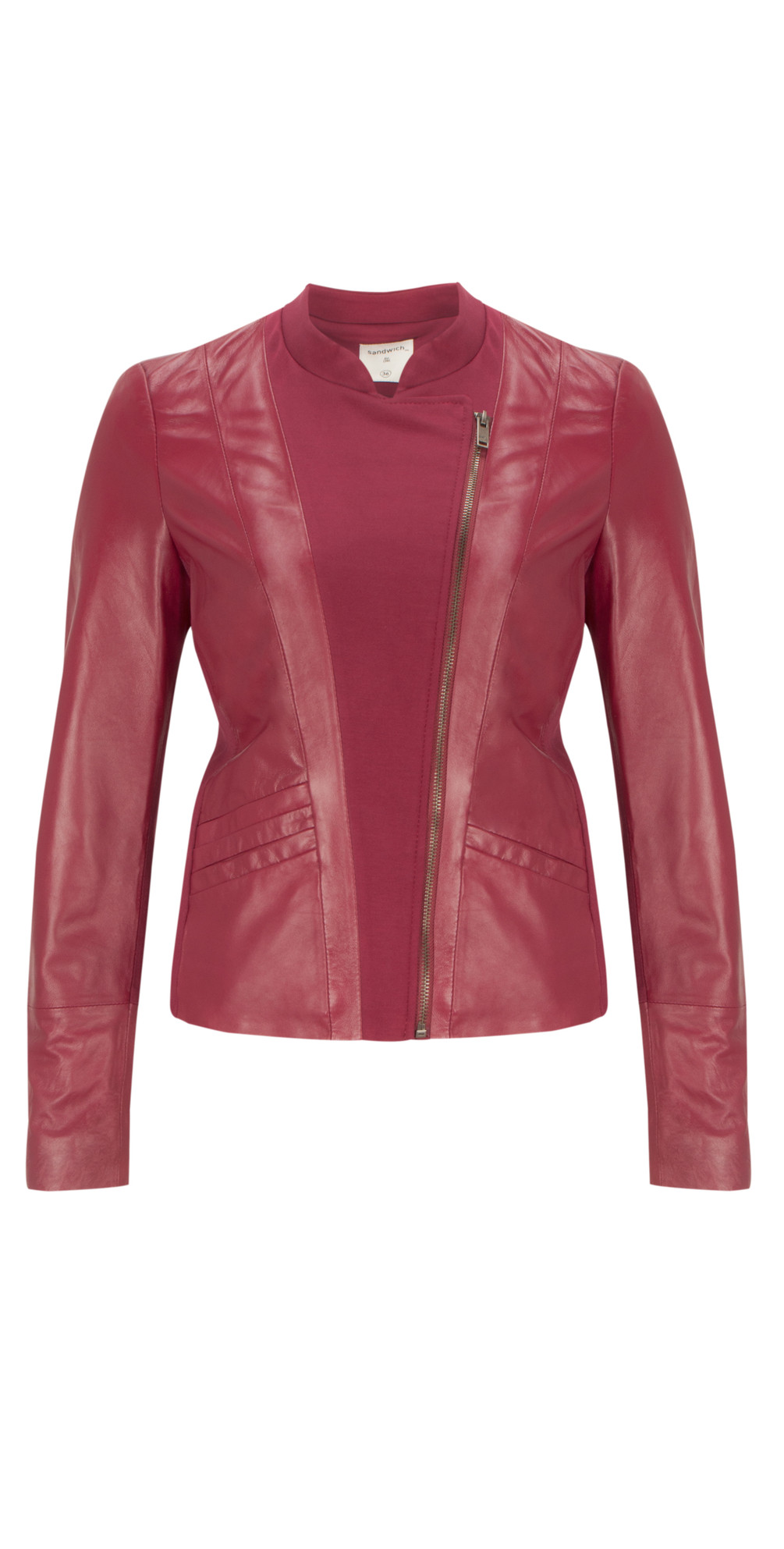 Sandwich Clothing Structured Leather Jacket in Light Cranberry