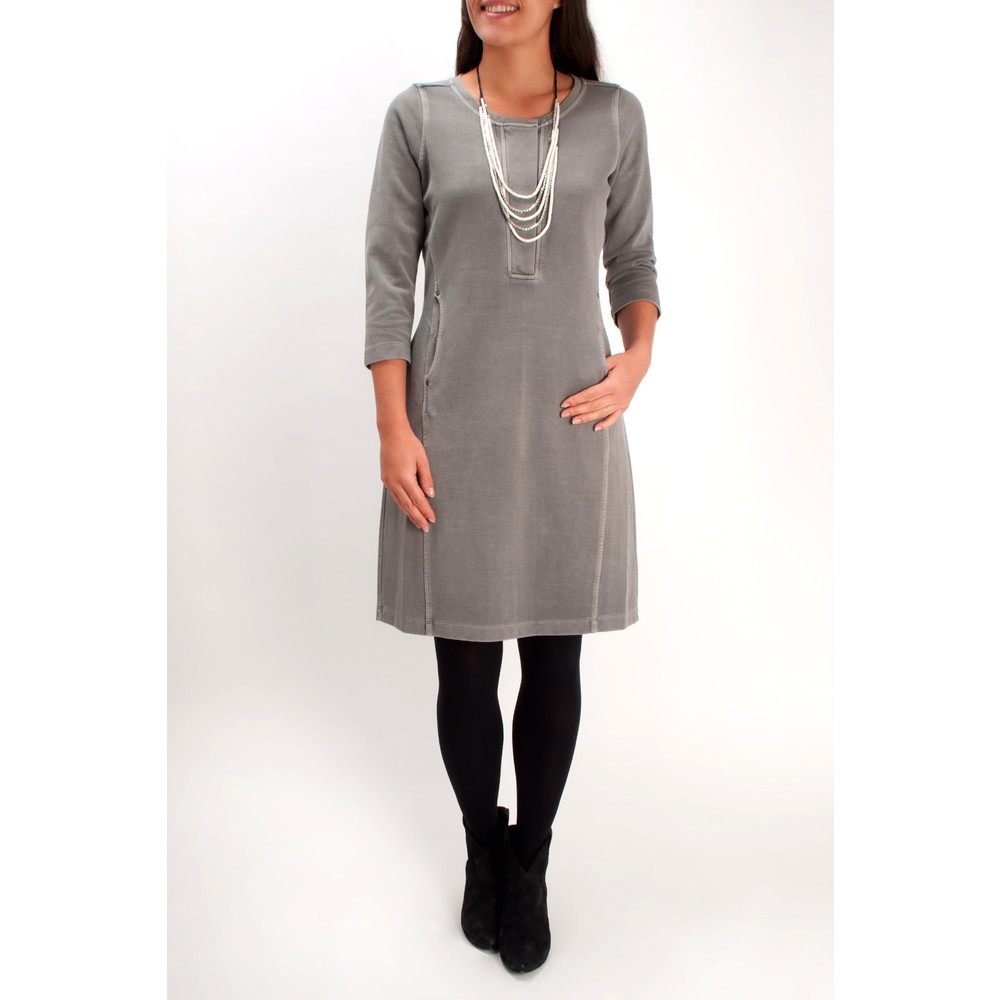 Sandwich Clothing Cotton Interlock Dress in Washed Steel