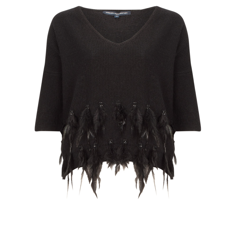 French Connection Fairy Feather Knits Jumper in Black