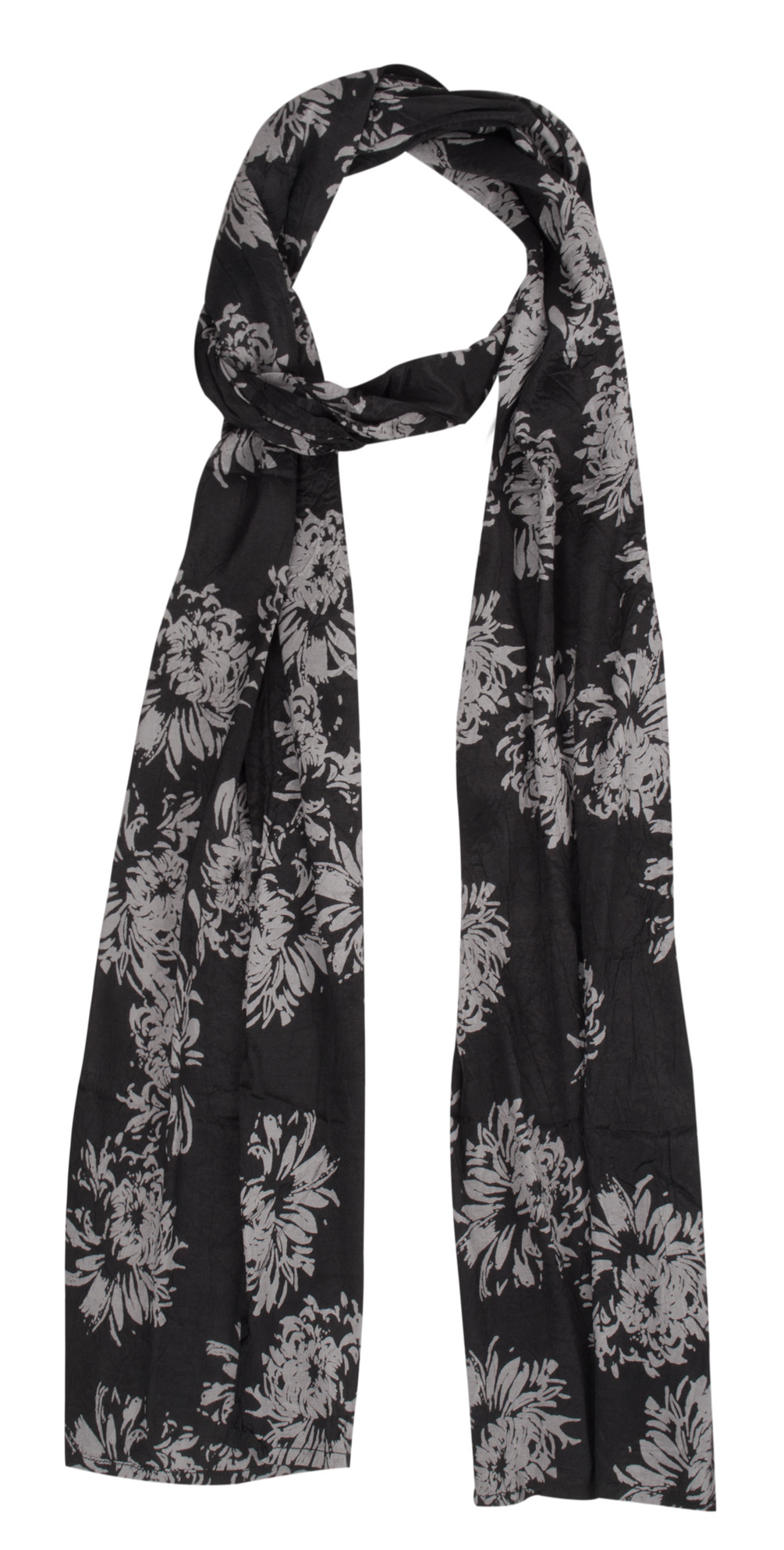 Masai Clothing Detailed Floral Along Scarf in 771-Ash Print