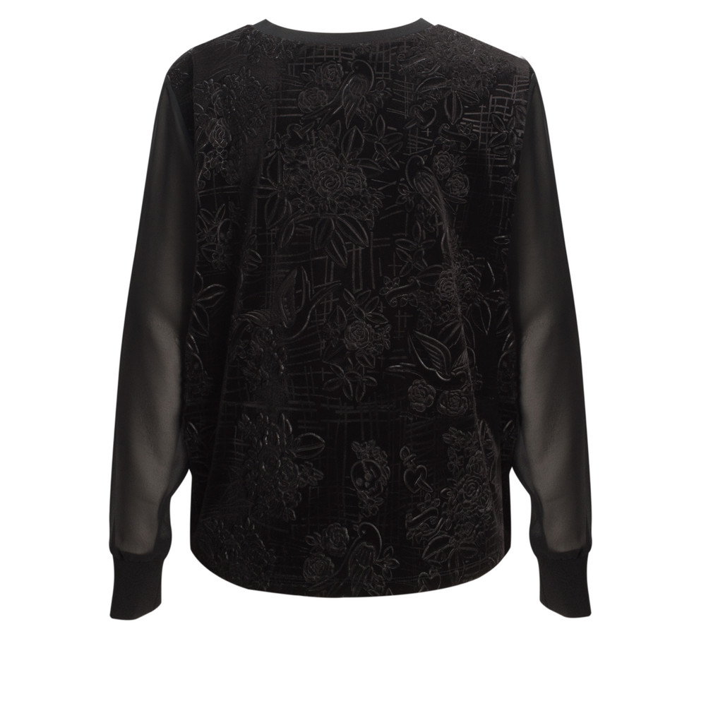 French Connection Downtown Velvet Floral Top in Black