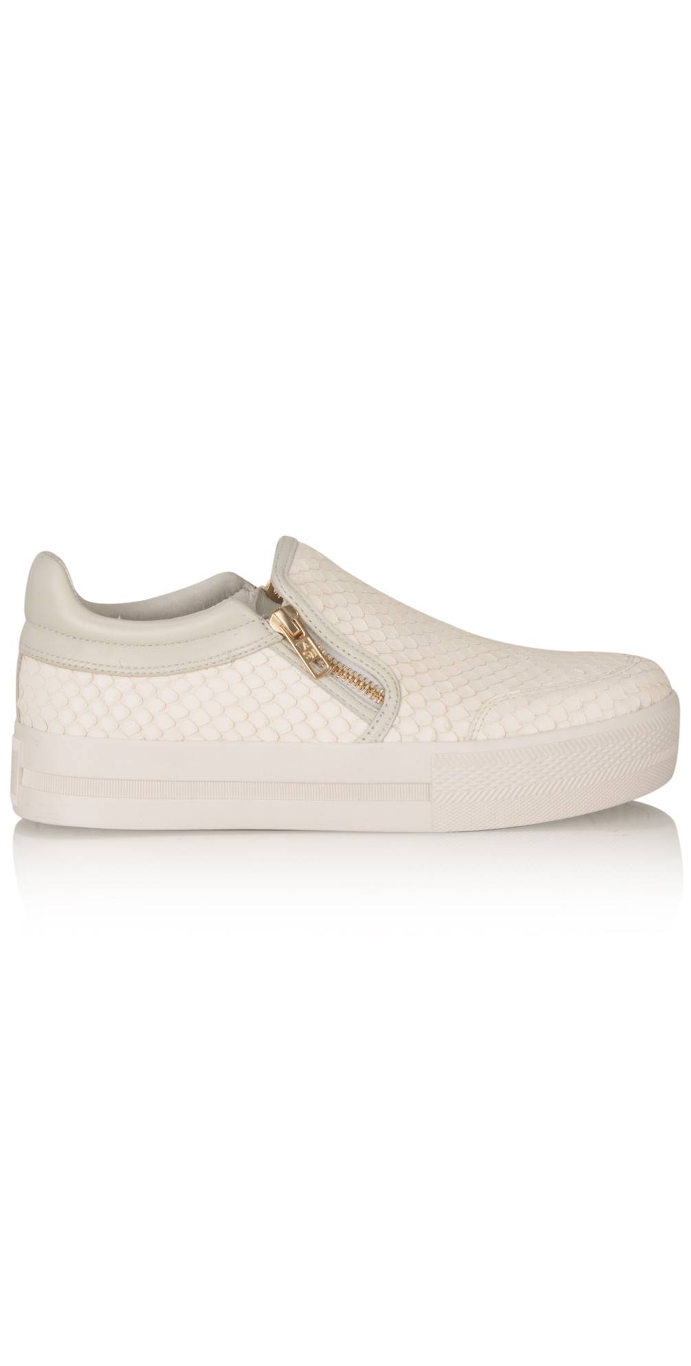 Ash Python Effect Jordy Slip On Trainer Shoe in White
