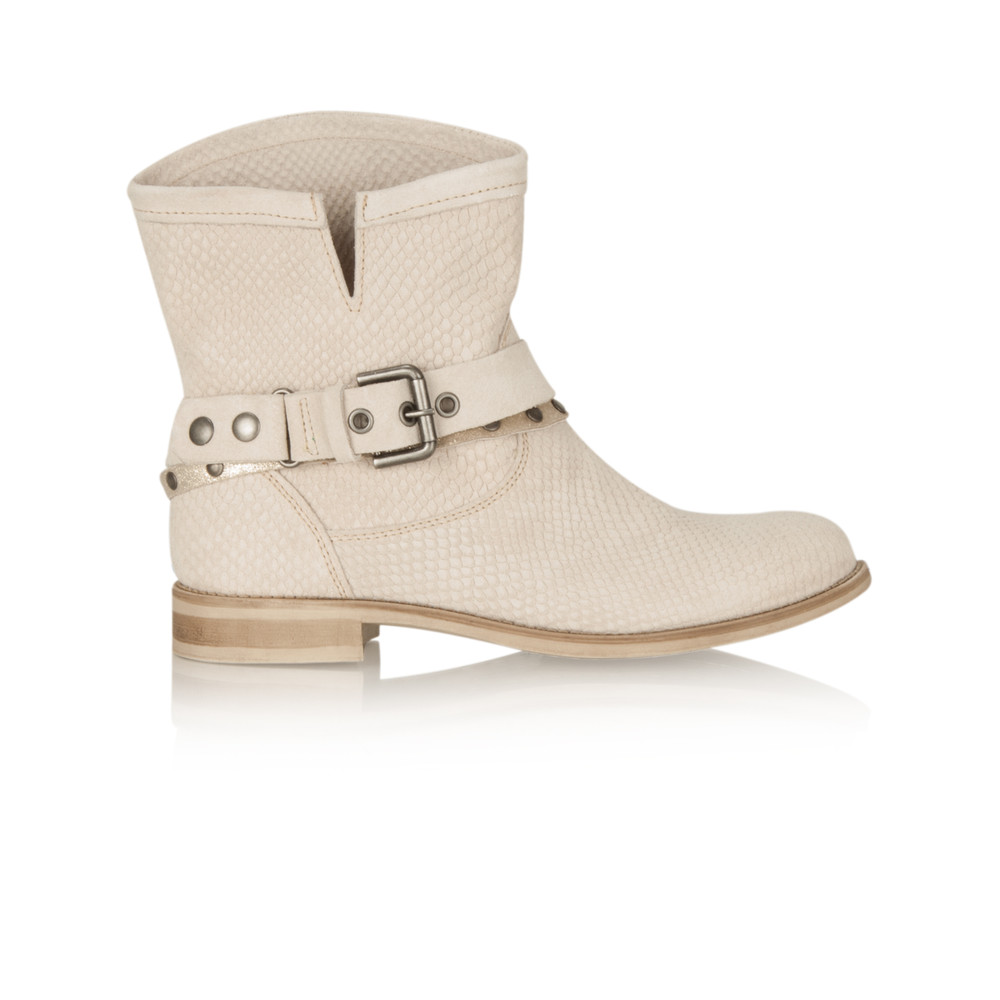 Marco Tozzi Leather Ankle Boot in Off-White