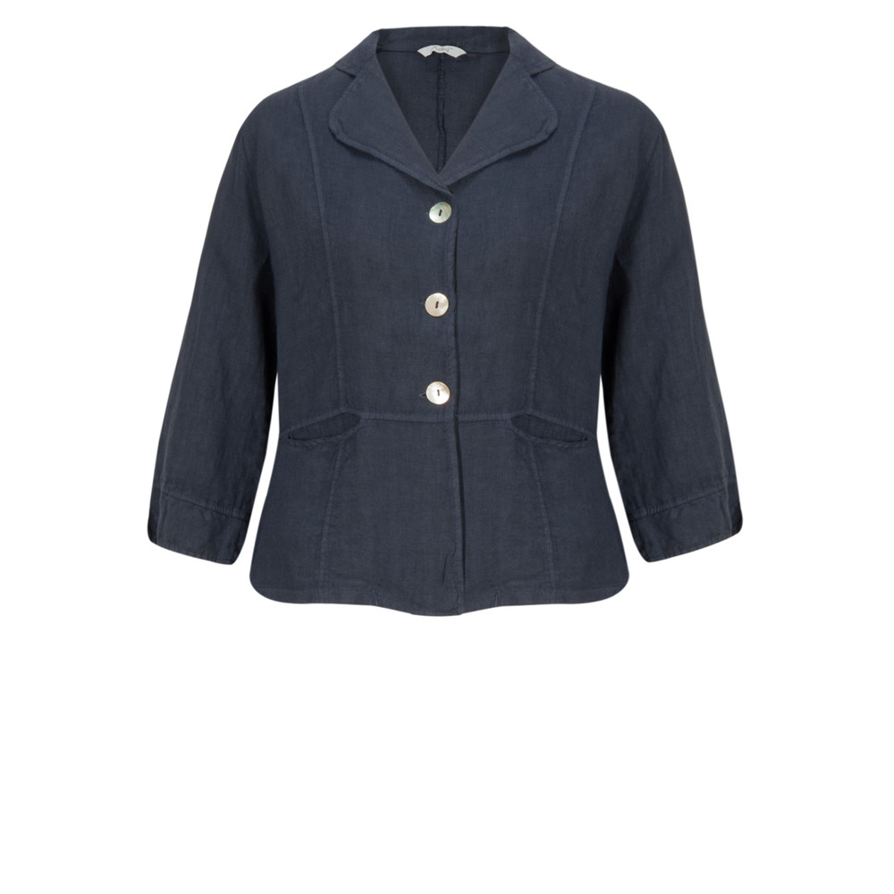 Adini Anguilla Linen Anguilla Jacket in Soft Navy