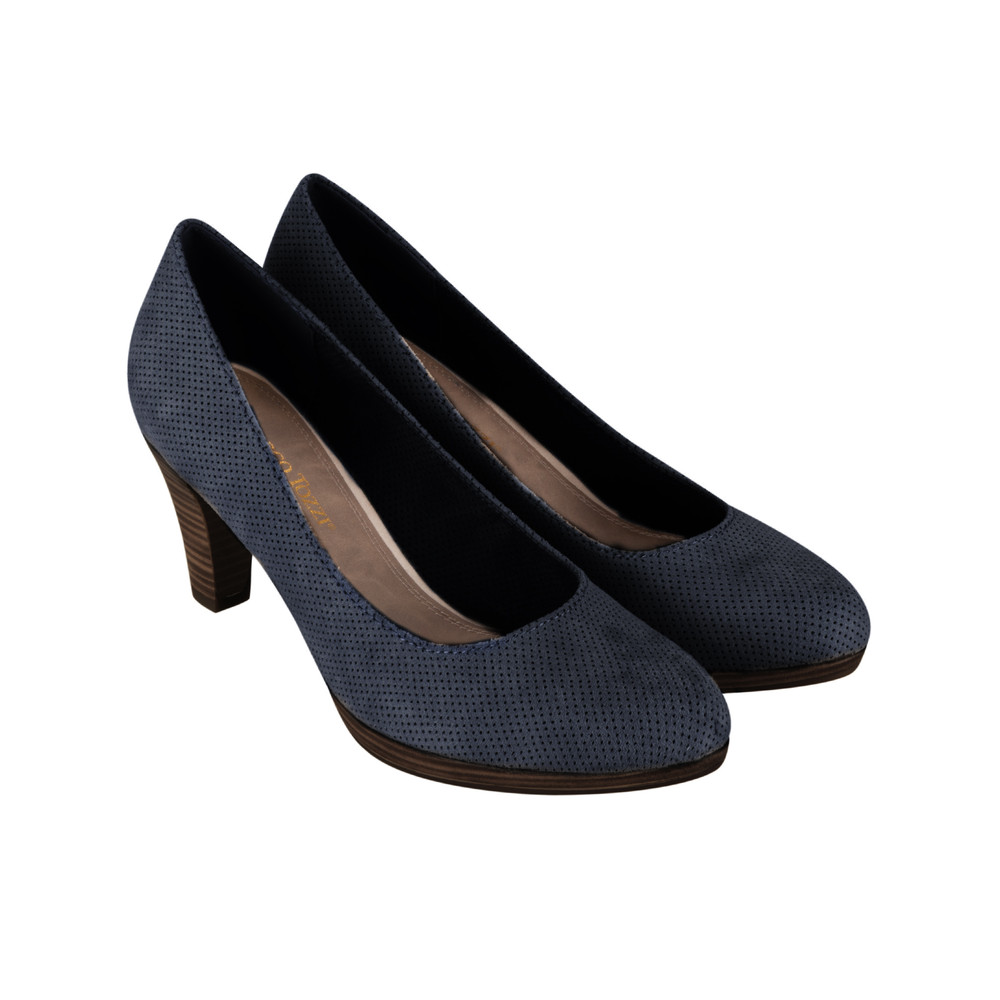 Marco Tozzi Textile Court Shoe in Navy