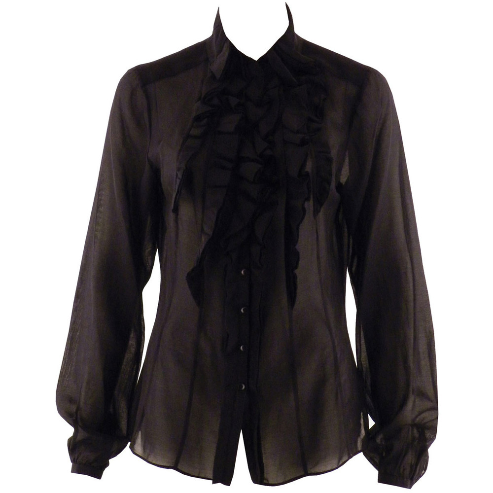 Stills Clothing Ruffle Front Blouse in Black
