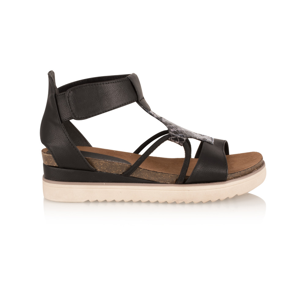 Marco Tozzi Flatform Sandal in Black