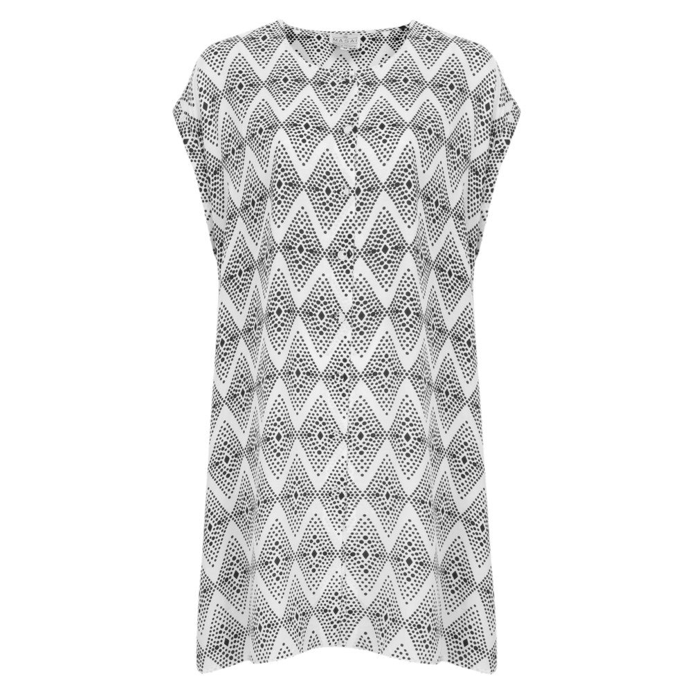 Masai Clothing Ilome Diamond Print Blouse in 111-Black Print