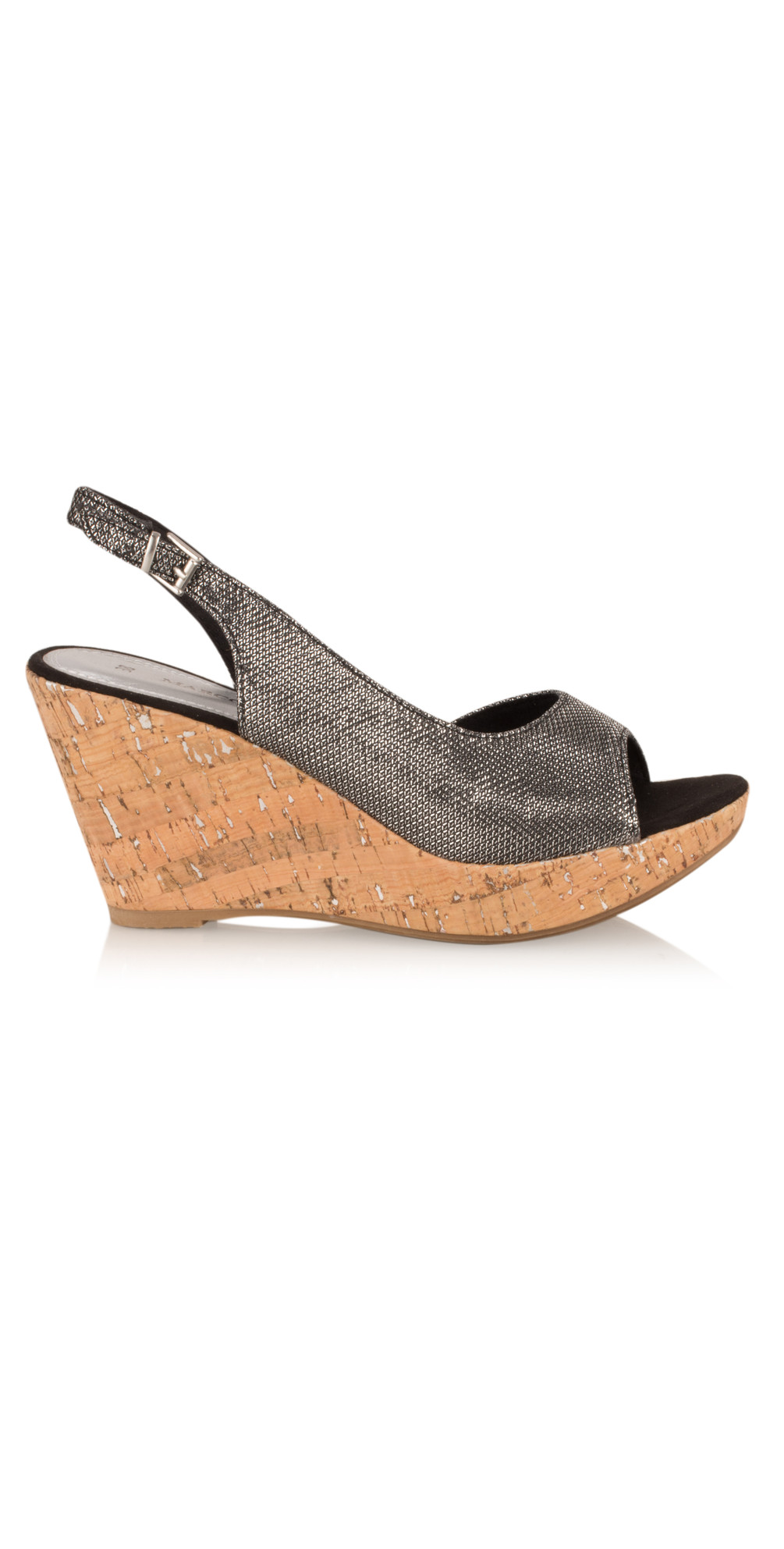 Marco Tozzi Textile Wedge Sandal in Black