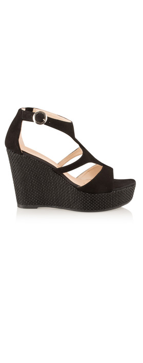 Unisa Shoes Marcos Suede High Wedge Sandal in Black