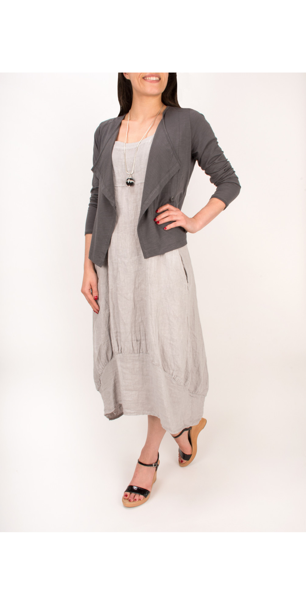 TOC Demelza Linen Dress in Steel Blue 64