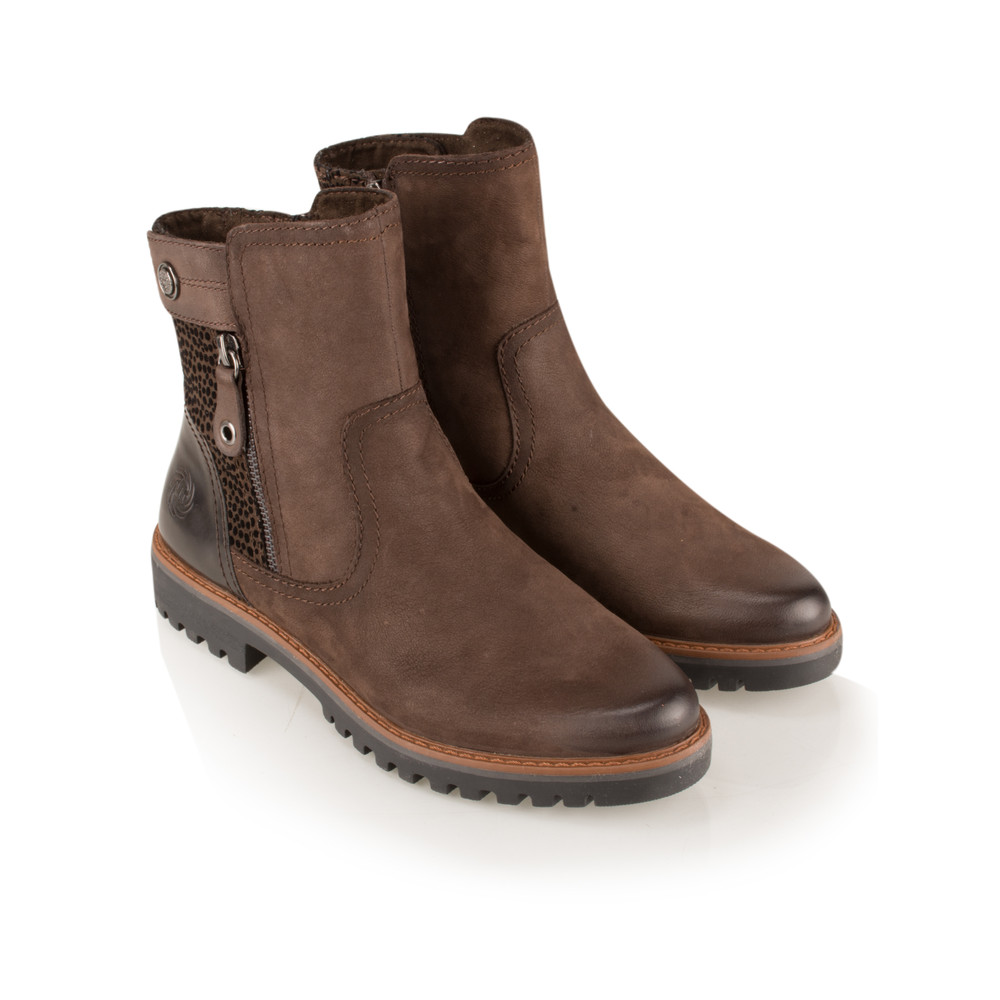 Marco Tozzi Leather Mix Ankle Boot in Mocca
