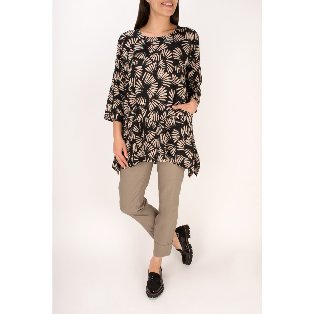 Masai Clothing Printed Bet Top in 991-Khaki Print