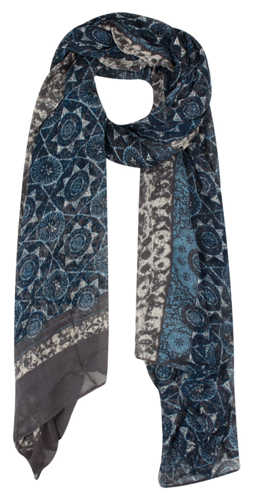 Sandwich Clothing Victoria Weave Morrocan Tile Printed Scarf in Grey Magnet