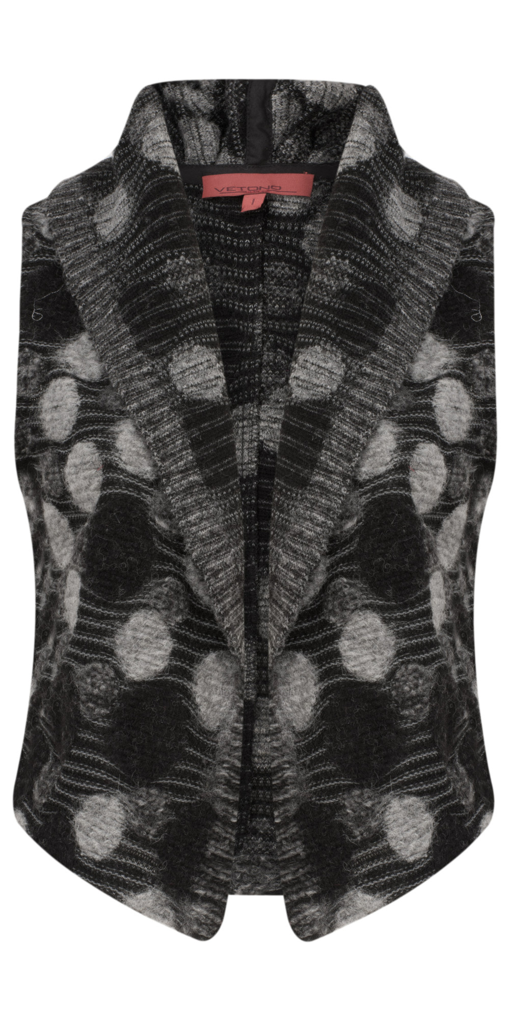 Vetono Spotted Knit Sleeveless Jacket in Grey