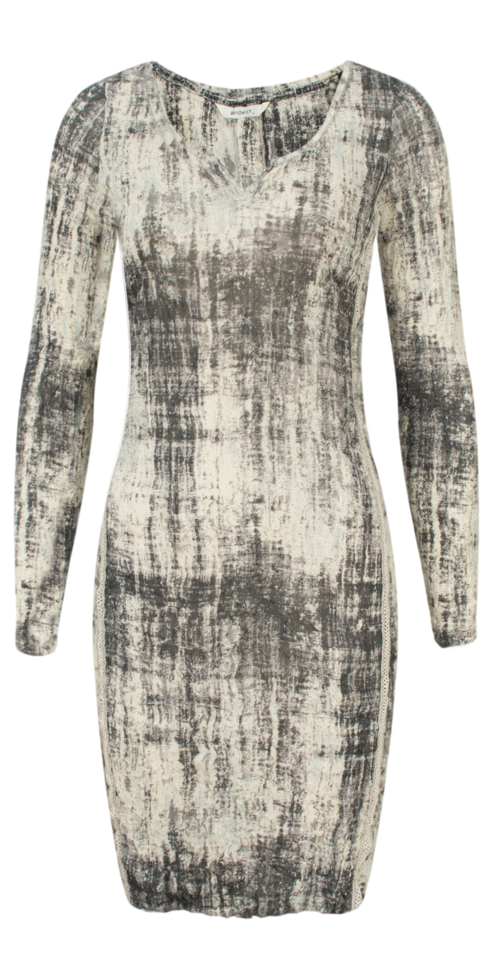 Sandwich Clothing Marble Print Fine Netting Dress in Mushroom