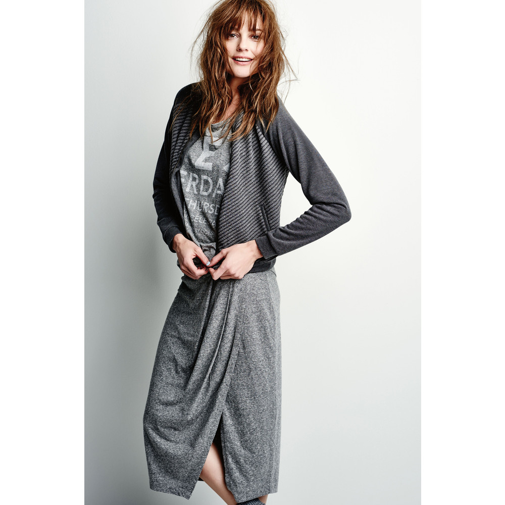 Sandwich Clothing Draped Slub Jersey Skirt in Washed Steel