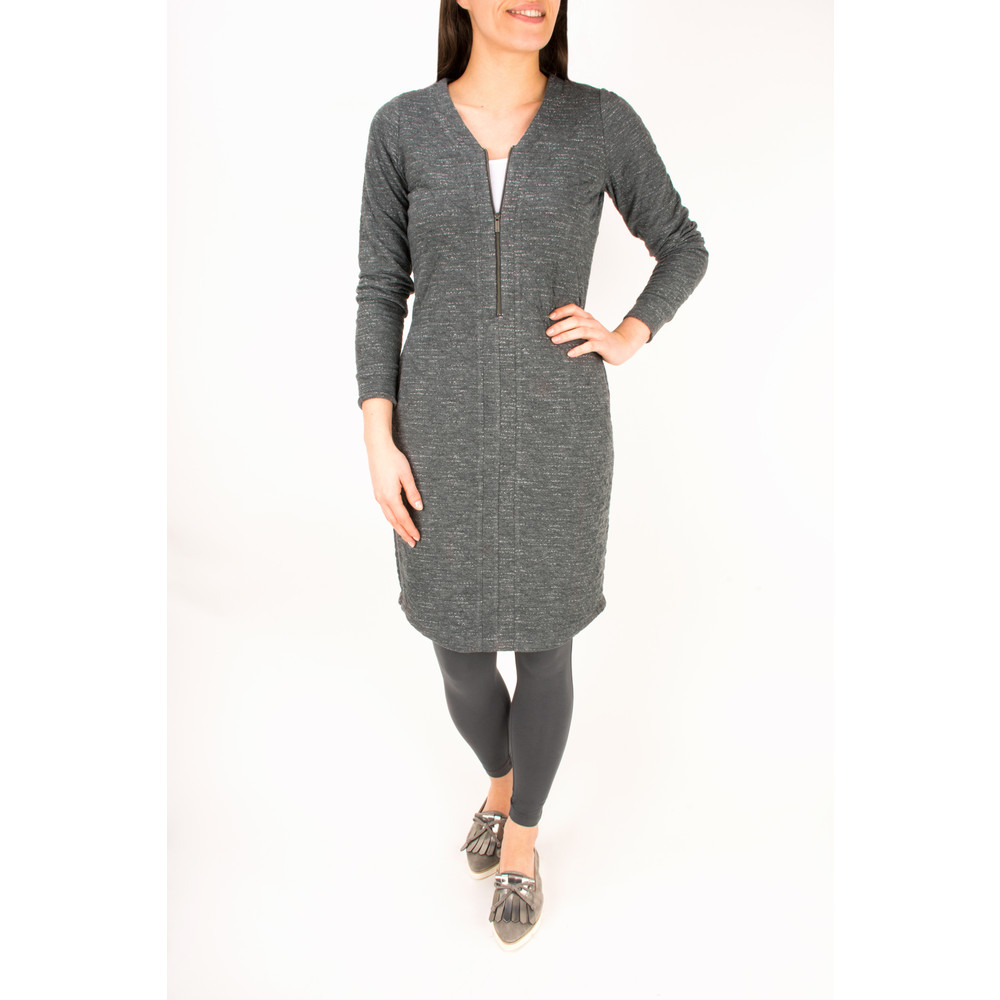 Sandwich Clothing Jacquard Zip Front Jersey Dress in Grey Magnet