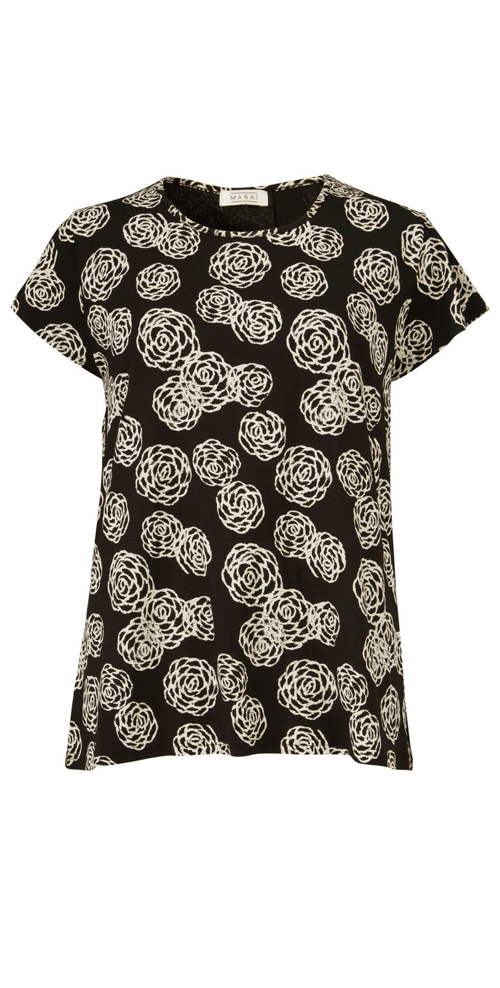 Masai Clothing Dilany Print Top in Black Org