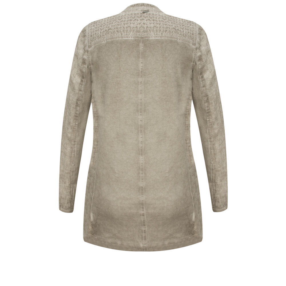 Sandwich Clothing Longline Open Front Linen Jacket in Pebble Sand