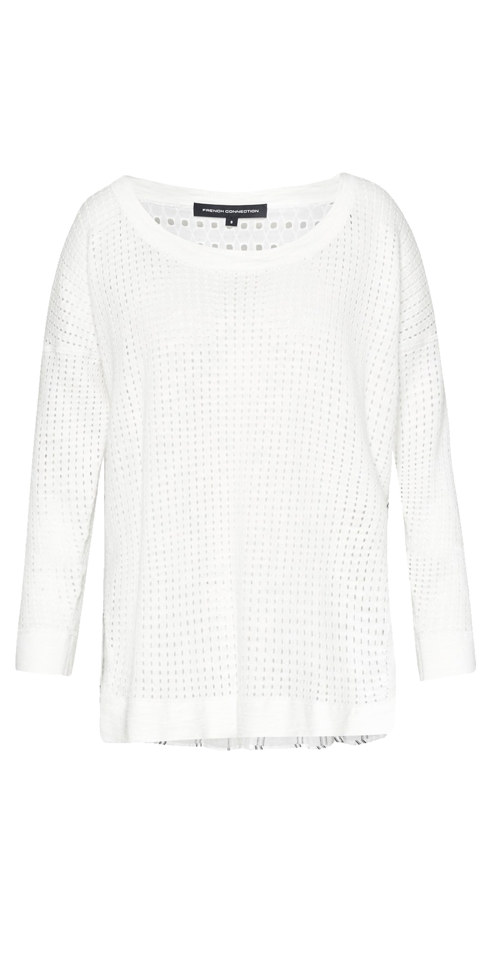 French Connection Max Mix Knits Long Sleeve RDNK Jumper in Summer White