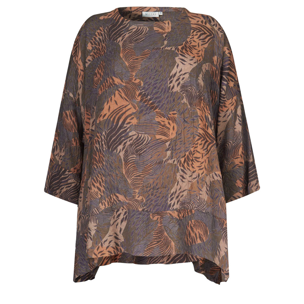 Masai Clothing Brandy Jungle Print Top in Bronze Org