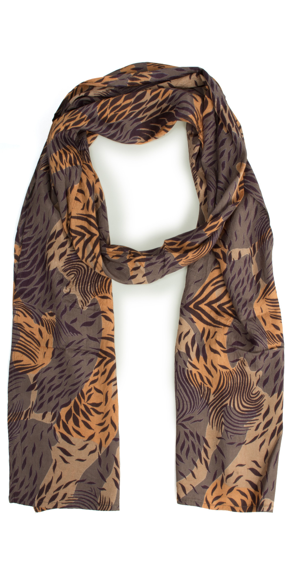 Masai Clothing Jungle Print Along Scarf in Bronze Org