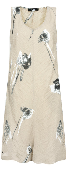 Q'neel Rose Linen Sleeveless Dress in Natural