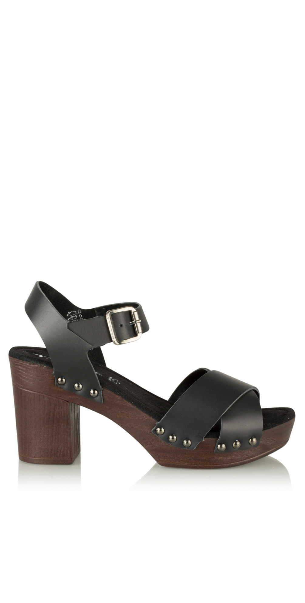 Tamaris Leather Clog Sandal in Black