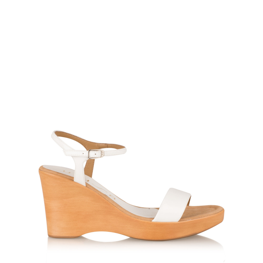 Unisa Shoes Rita Patent Wedge Sandal in White