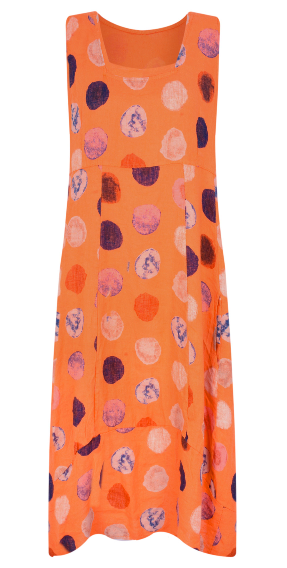 TOC Dinny Long Spot Linen Dress in Orange
