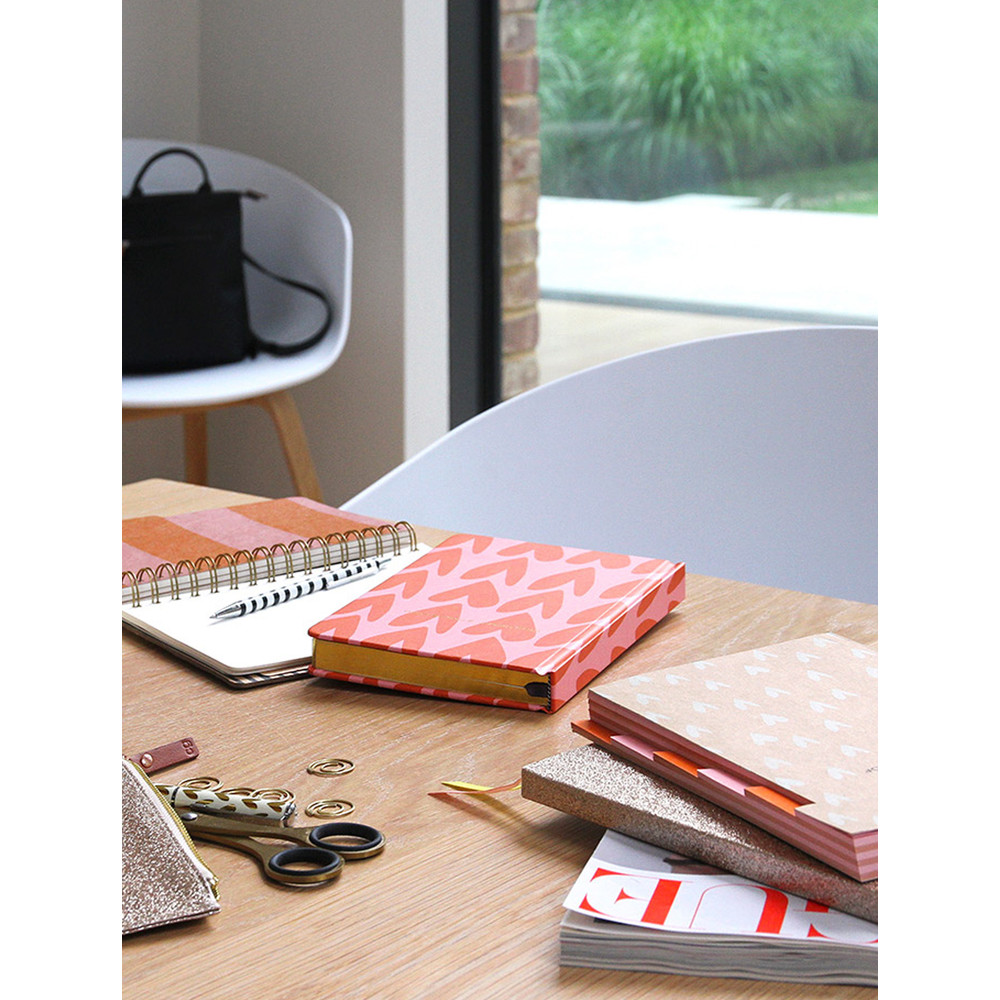 Caroline Gardner Hearts Hardback Notebook in Pink / Orange