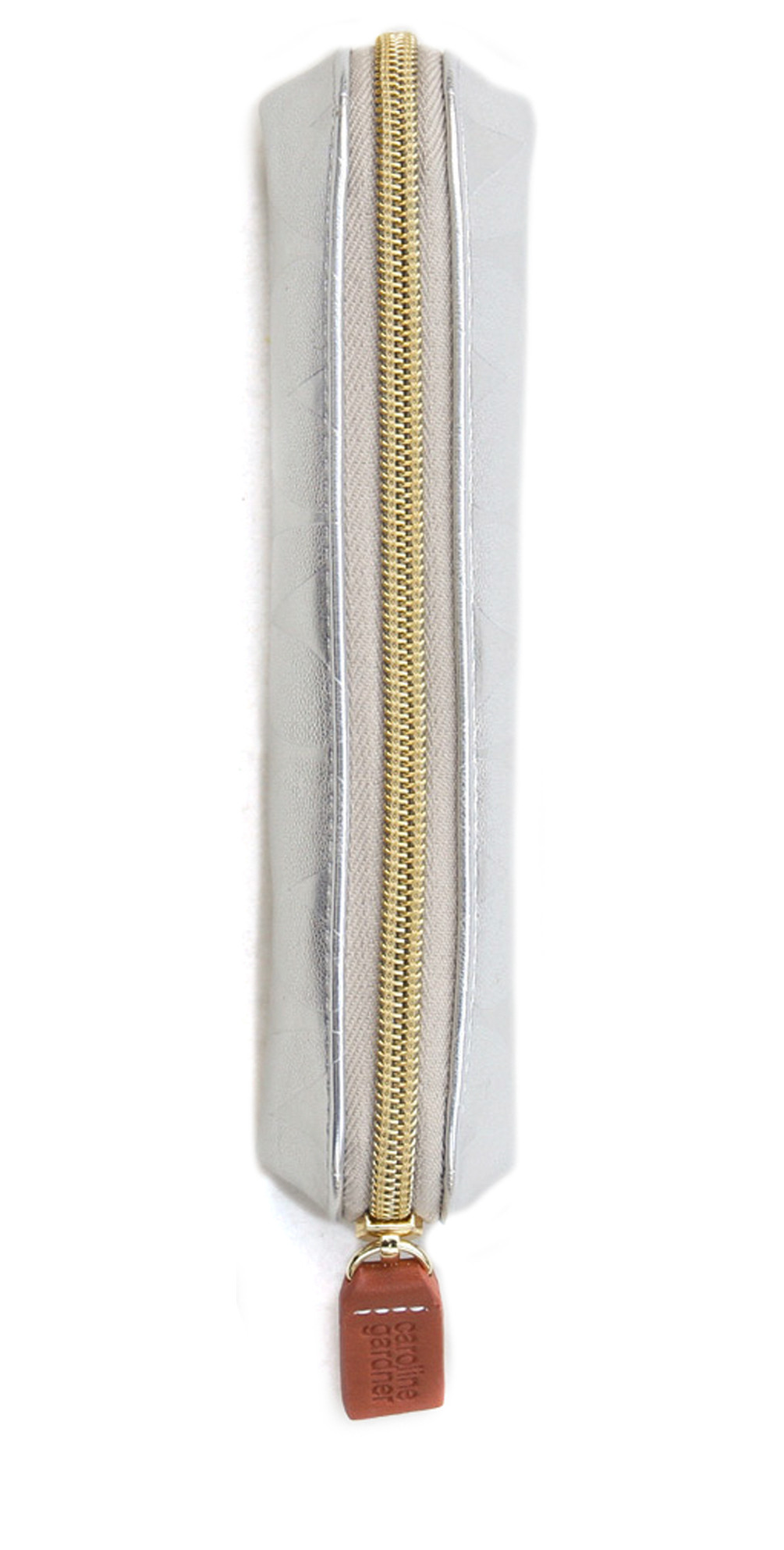 Caroline Gardner Metallic Silver Small Pencil Case in Silver