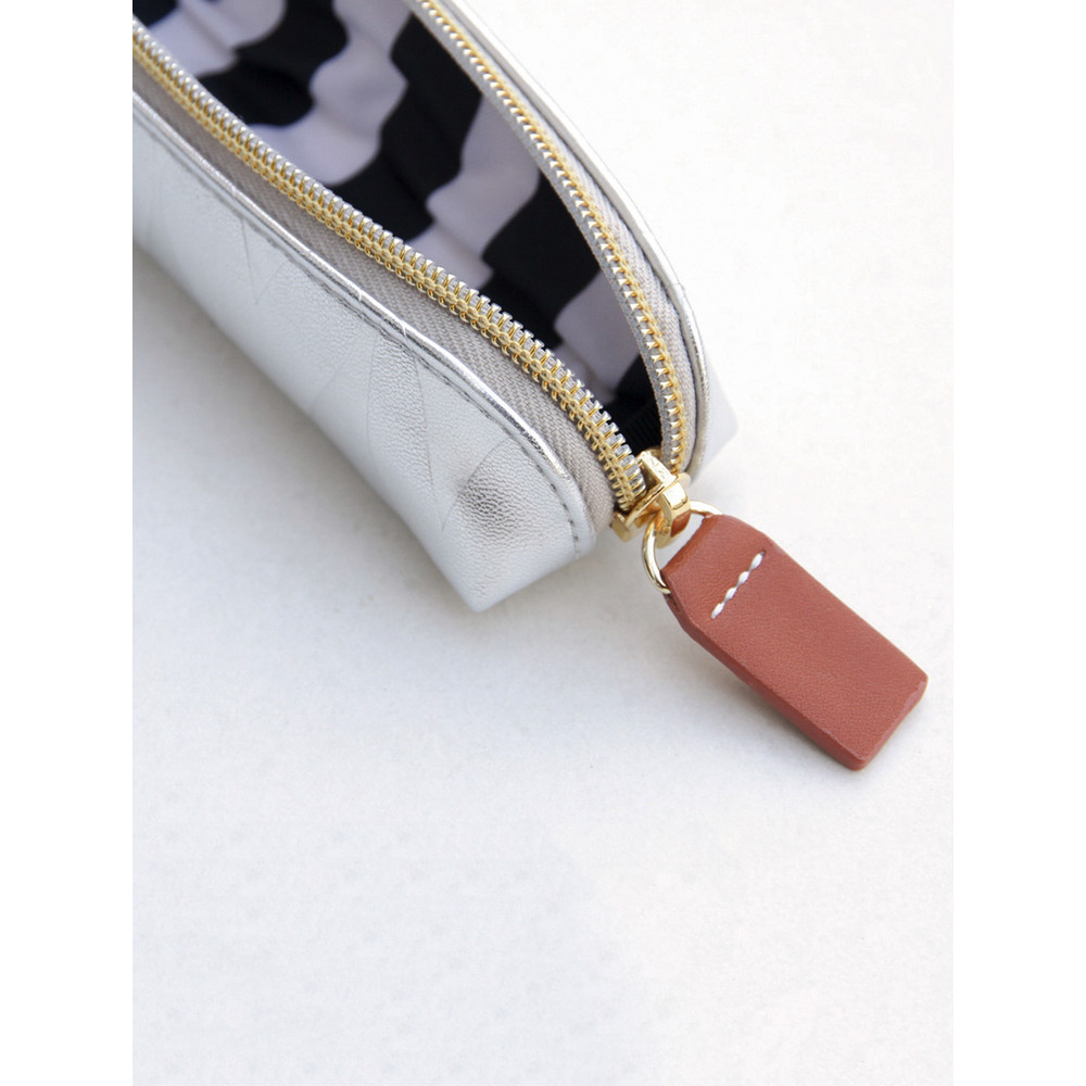 Caroline Gardner Metallic Silver Small Pencil Case in Silver