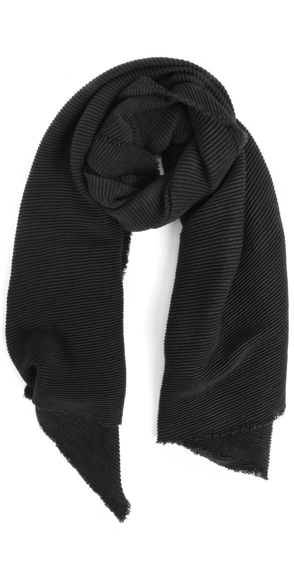 V.Fraas Ribbed Wrap Scarf in Dark Grey
