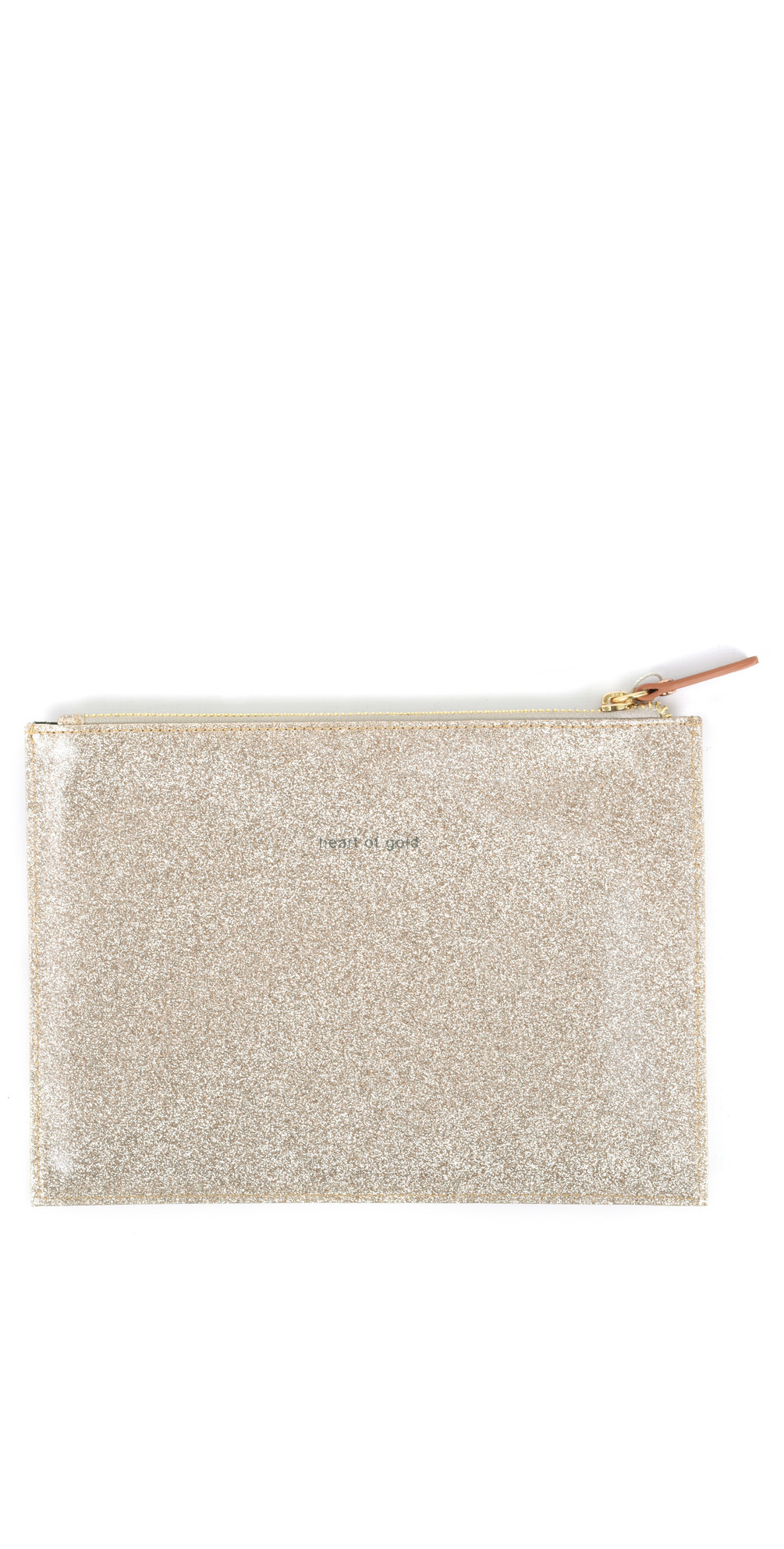 Caroline Gardner Slogan Zip Pouch in Gold