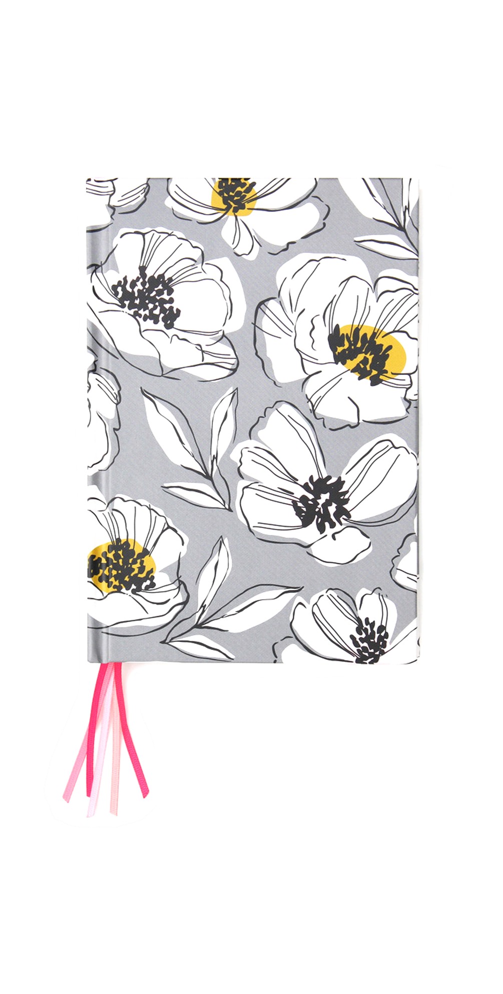 Caroline Gardner Grey Floral Multi Ribbon Journal Notebook in Grey