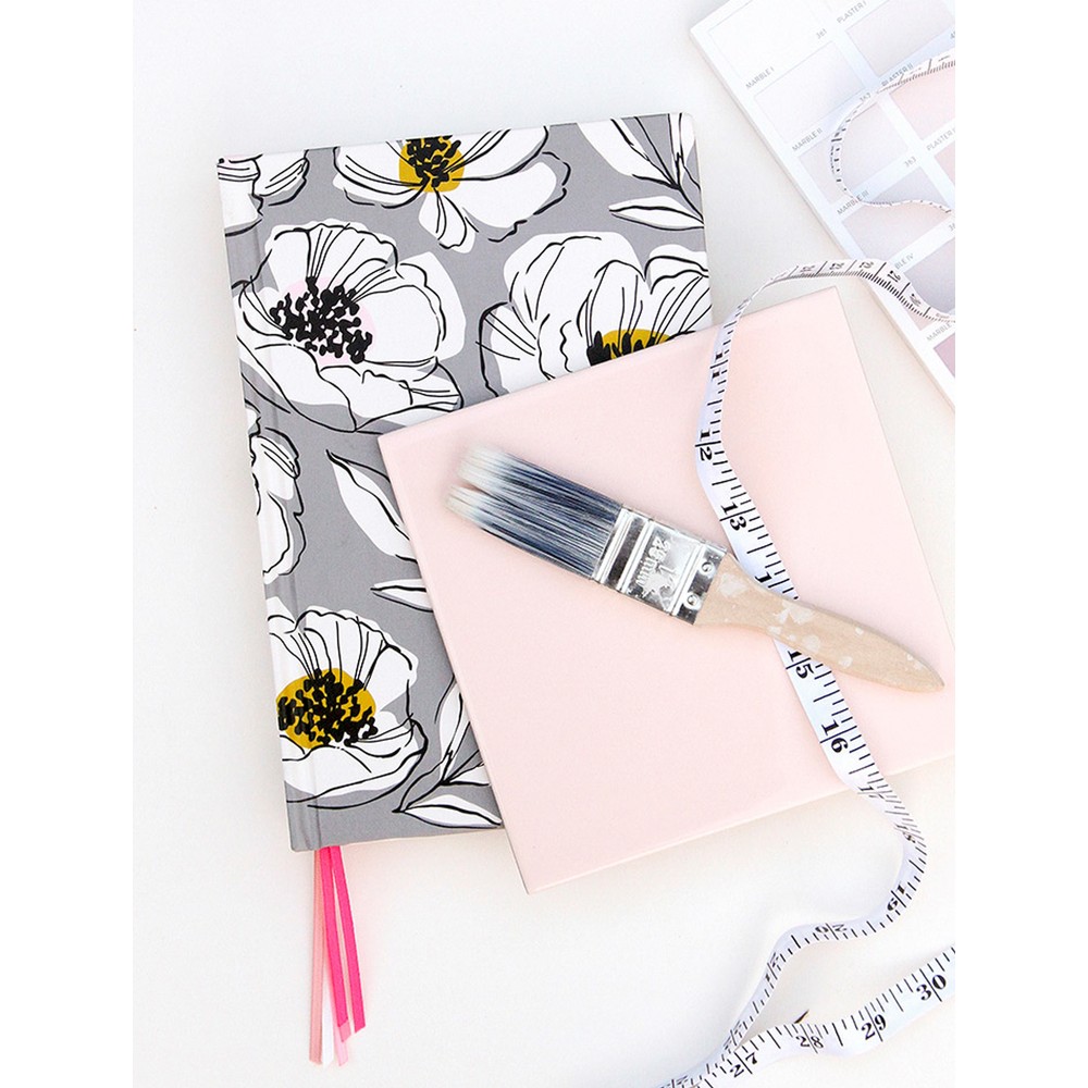 Caroline Gardner Grey Floral Multi Ribbon Journal Notebook in Grey