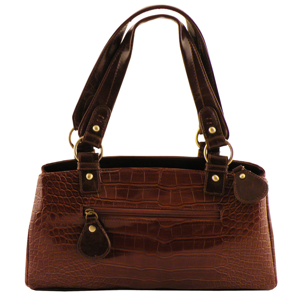 Gemini Woman Styler Moc Croc Bag in Brown