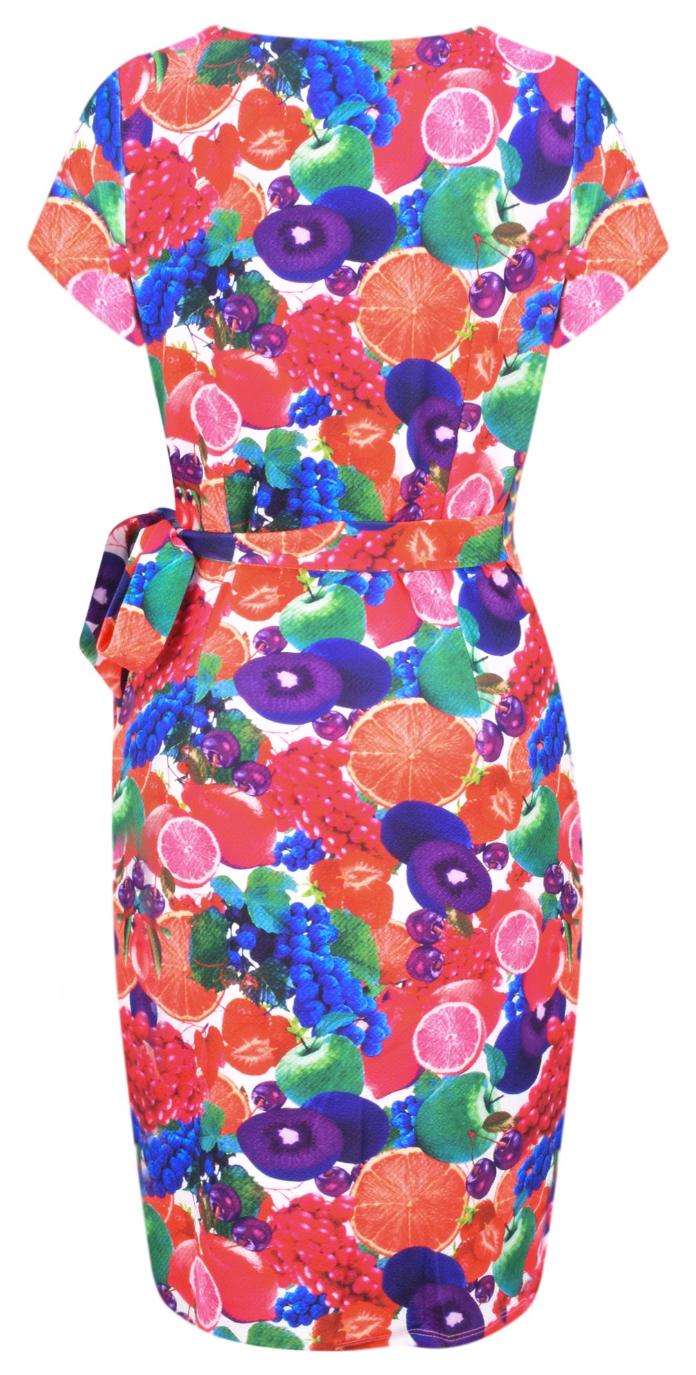 Smashed Lemon Fruit Wrap Dress in Multi