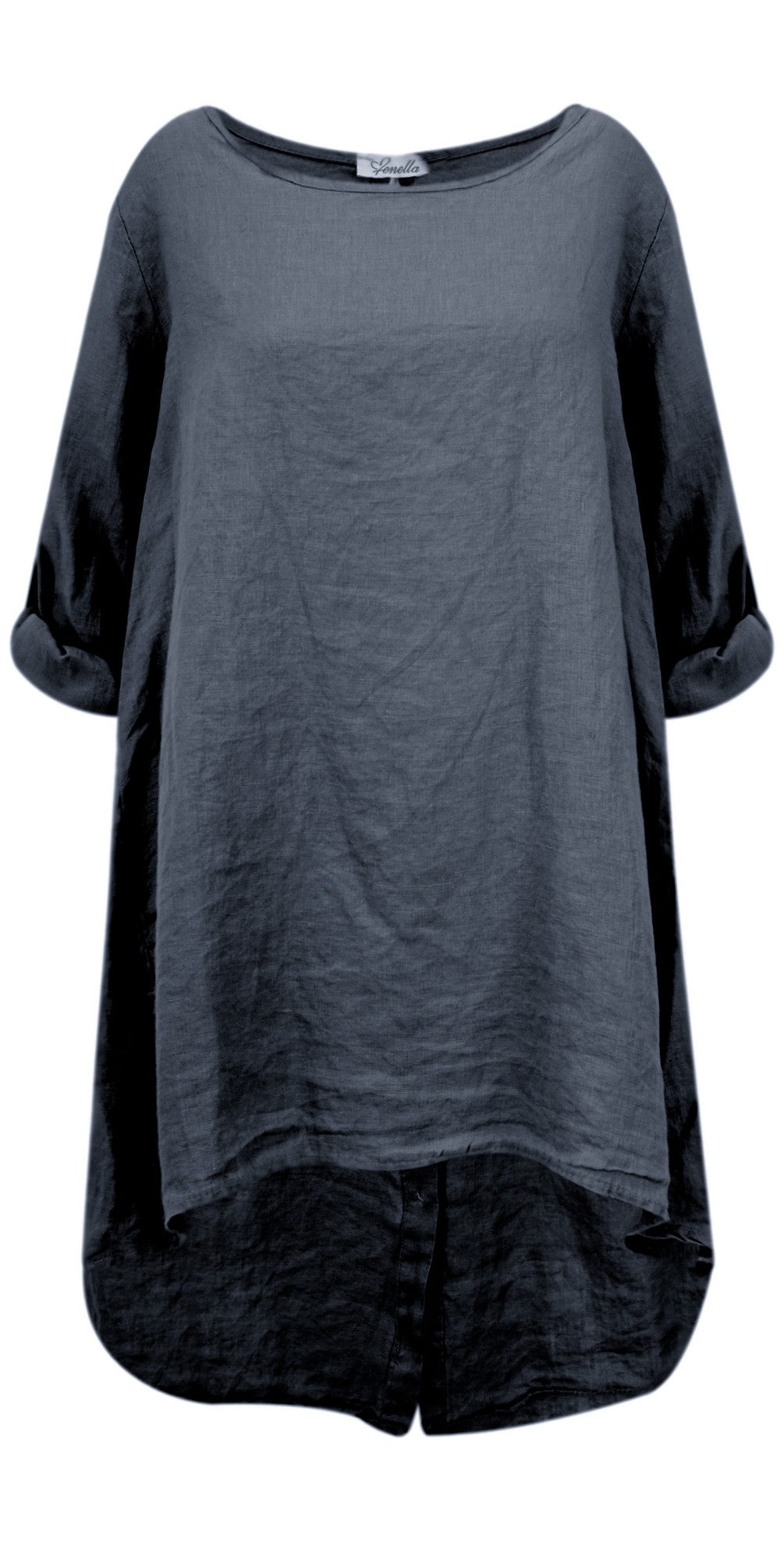 Fenella Orla EasyFit Linen Button Back Top in Navy