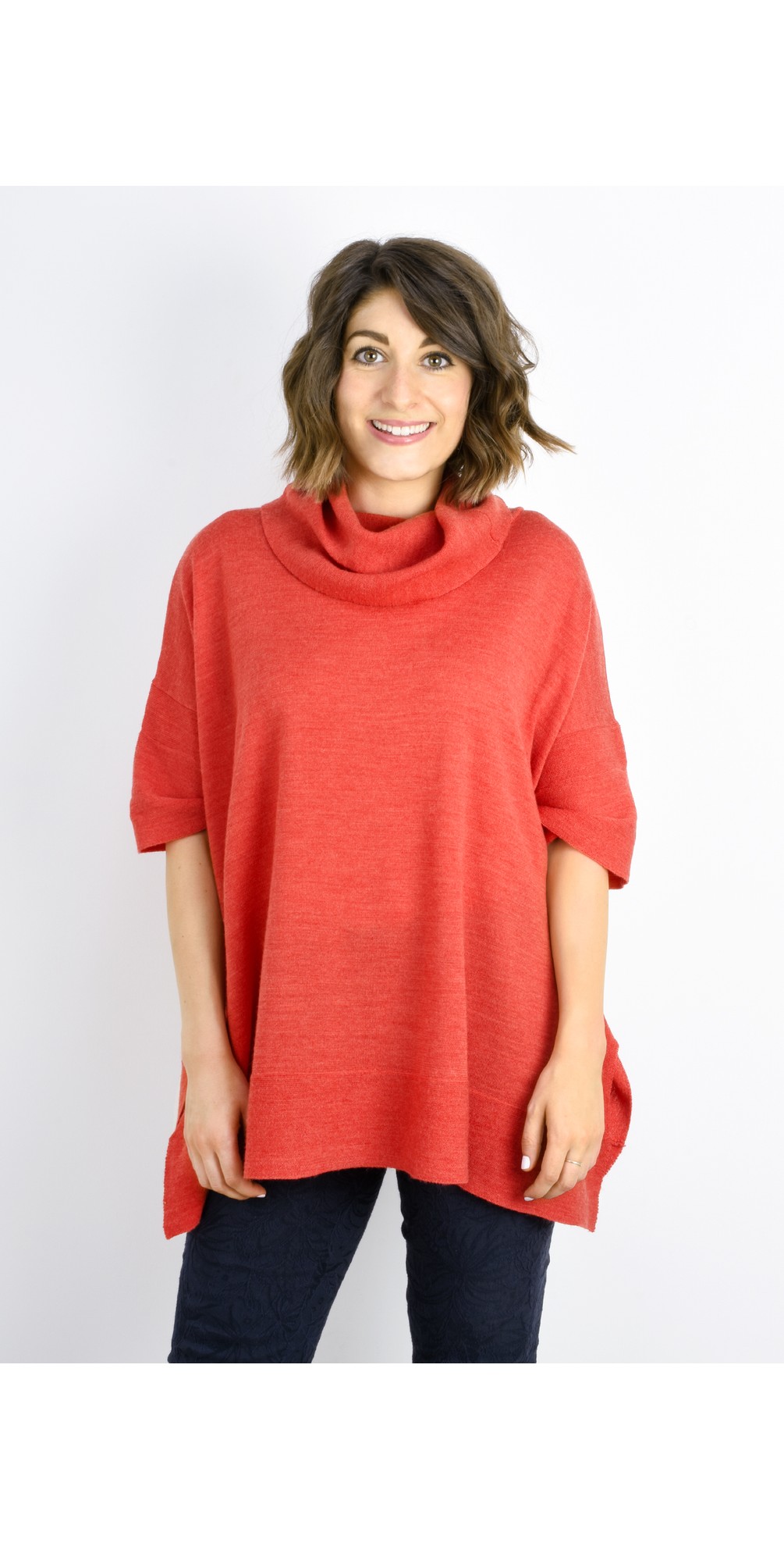 Foil Surprise & Demand Merino Drape Jumper in Zinnia