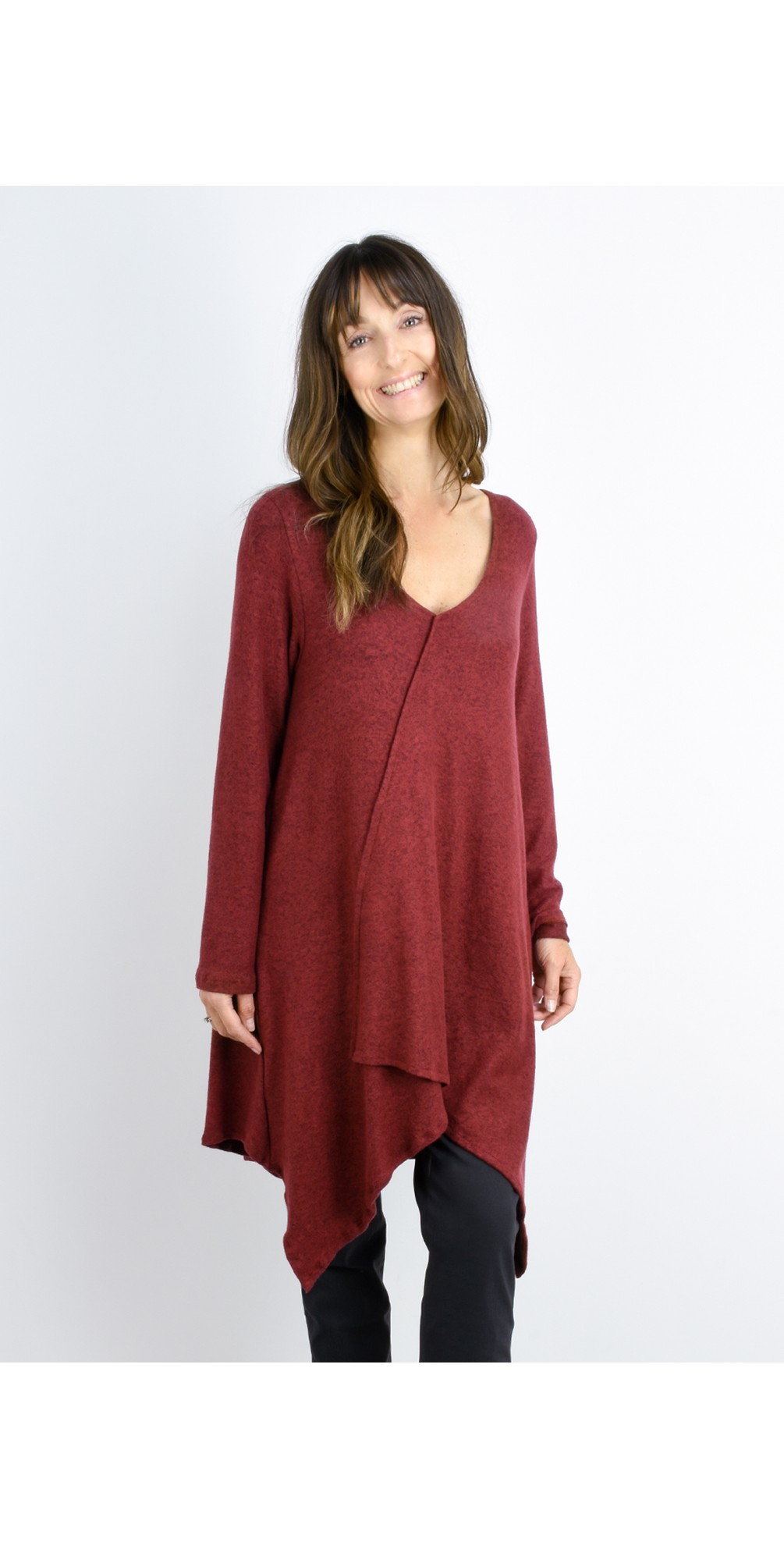 Thing Asymmetric Hem Wrap Detail Tunic in Spice